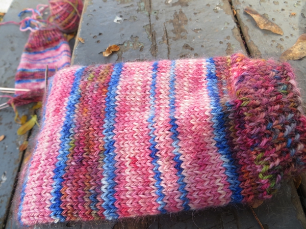 Pink stripey socks: knits on the brink