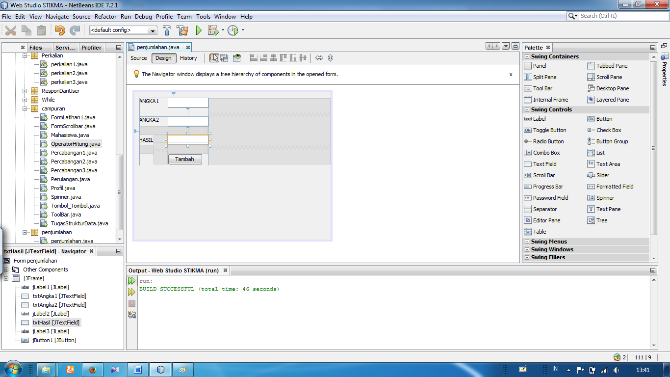 Contoh Program Penjumlahan Java Netbeans ~ Materi Java Pemula