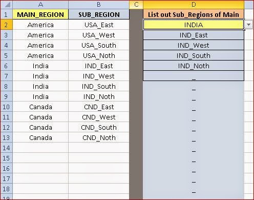 How to List out Sub Category Items based on Main Category in Excel ...
