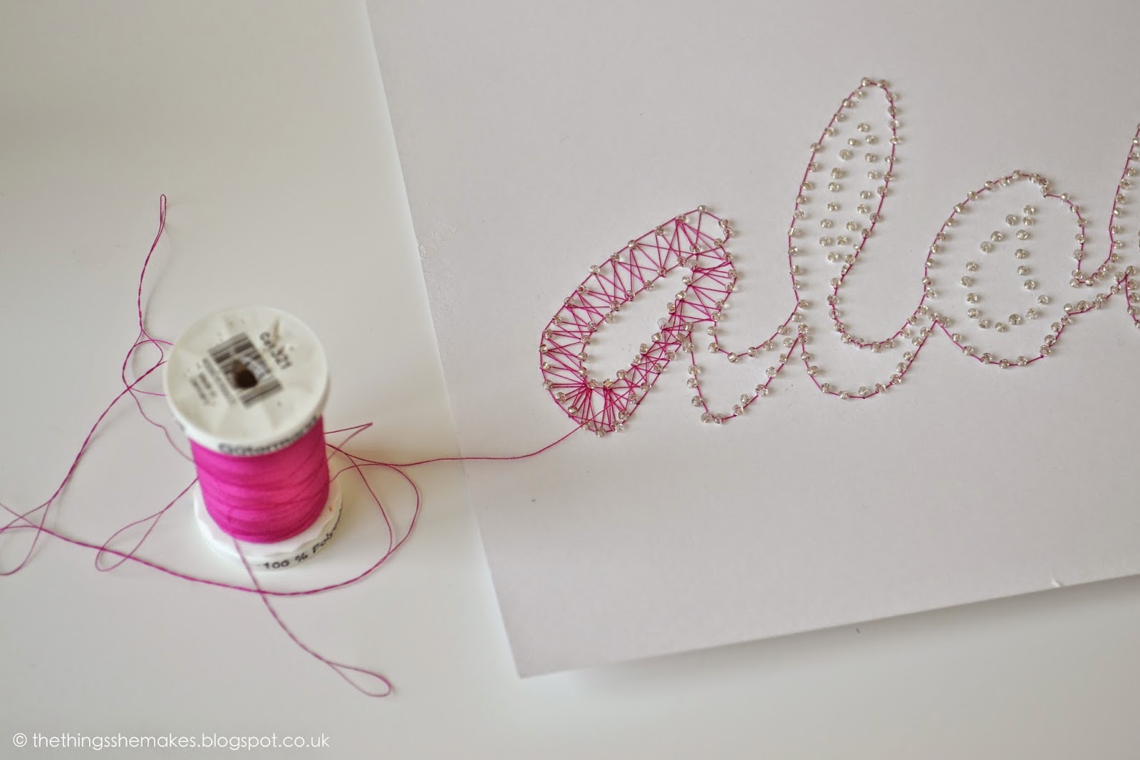 Bead and Thread Word Art | The Things She Makes