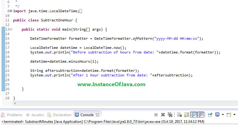 How To Subtract N Hours From Current Date Time Using Java 8 
