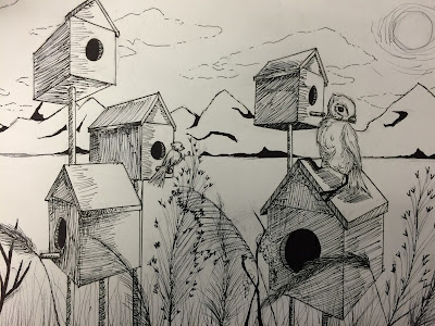 Mrs. Wille's Art Room: Bird houses in 2 point perspective