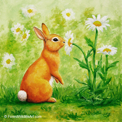 Crista Forest's Animals & Art: Miniature Painting - No 34 - Spring Bunny