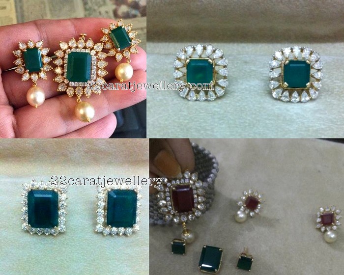 Simple Diamond Ear Tops Pendants - Jewellery Designs