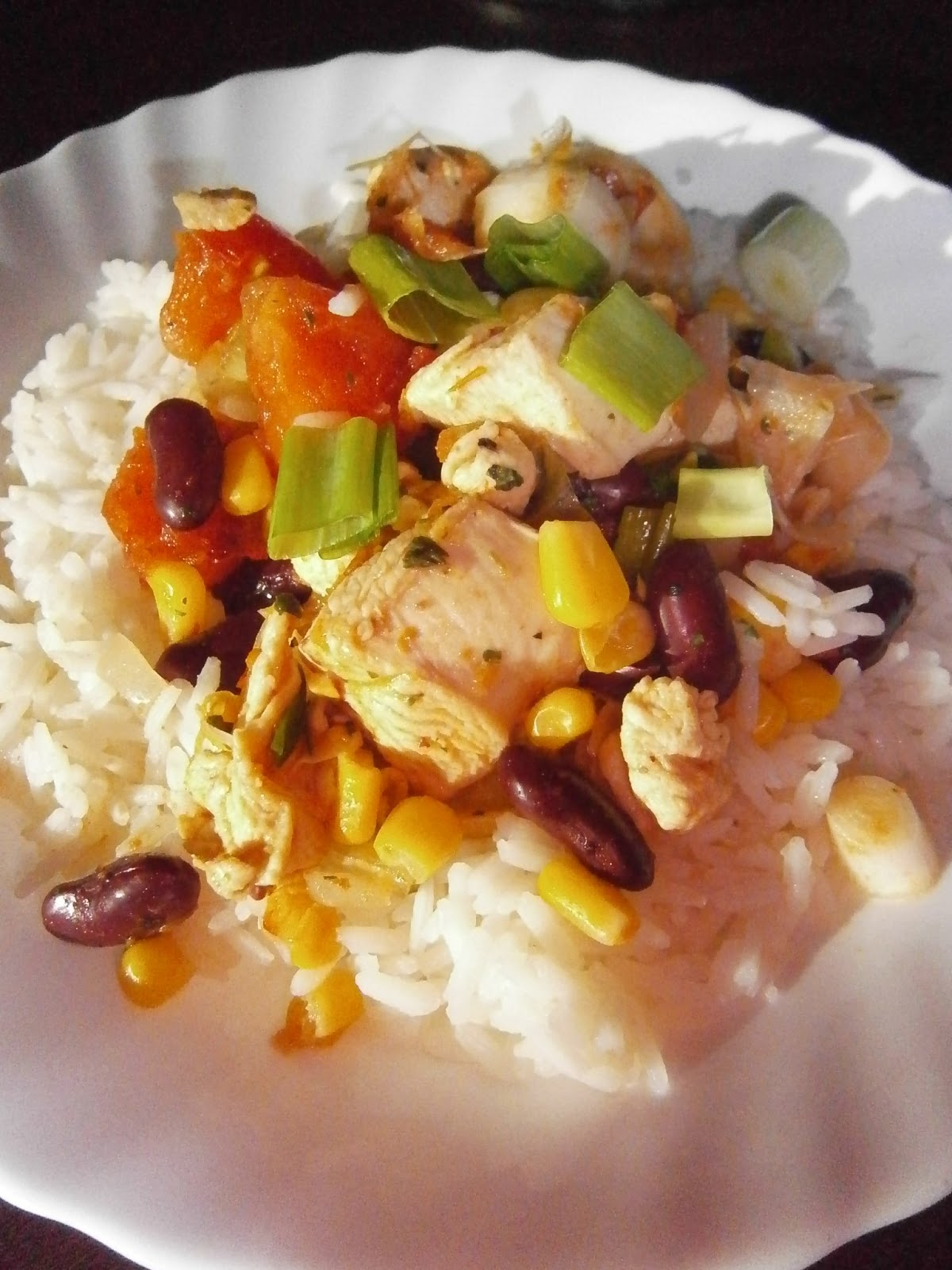 Délices d'une novice: Poulet à la texane (maïs, haricots rouges ...