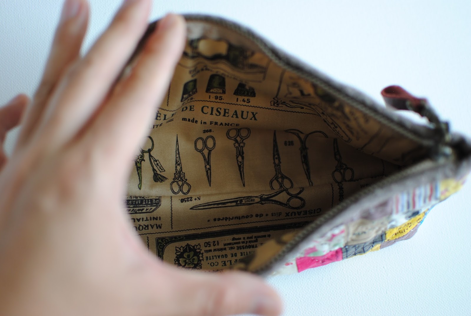 1/4" mark: Penny Square Patchwork Pouch