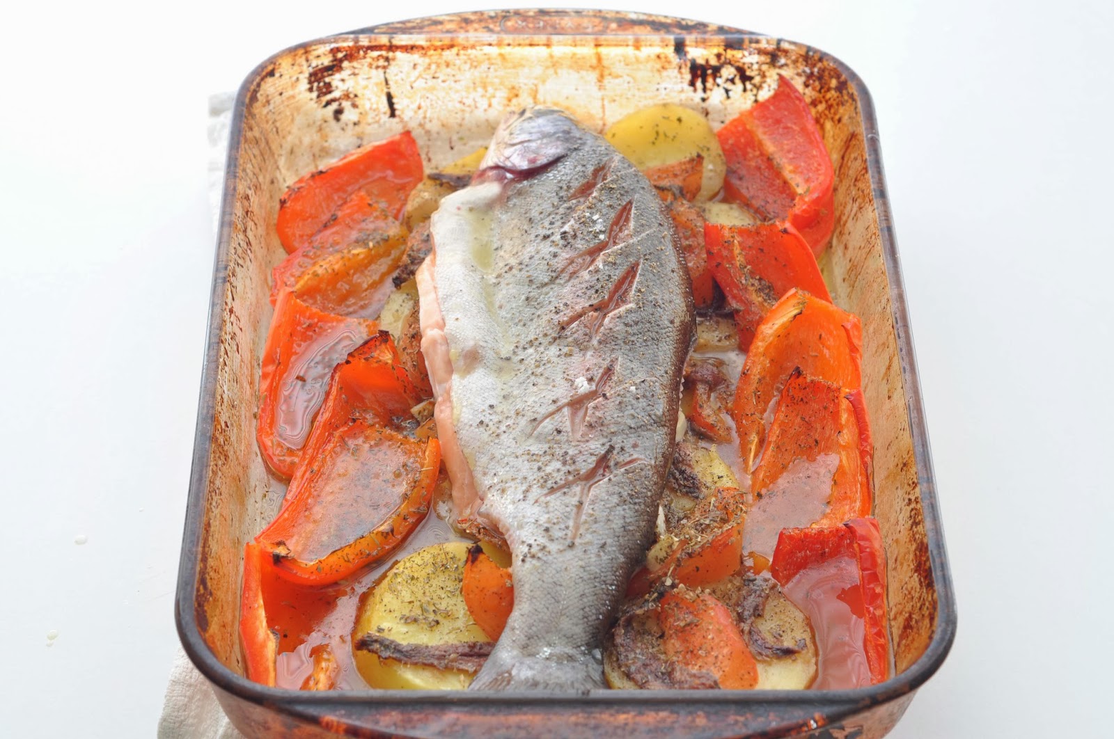 Simple Food: Baked Rainbow Trout with Roasted Red Peppers