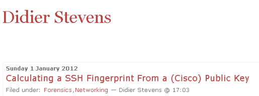 [Security] Didierstevens - Calculating SSH fingerprint Cisco