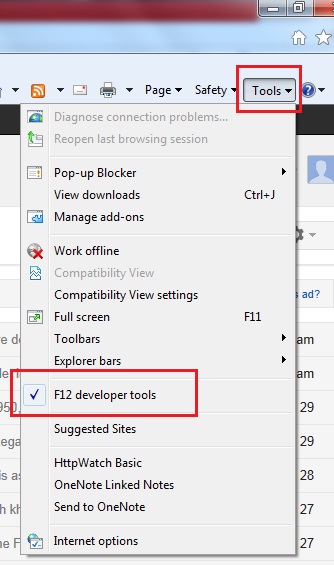 How to use developer tools in IE ( Internet Explorer )