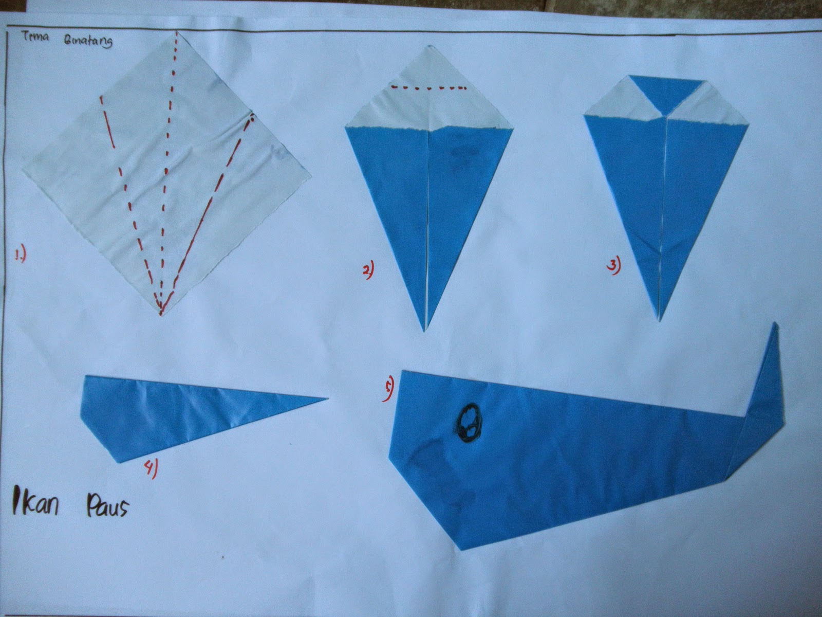 contoh origami (melipat kertas) untuk PAUD berdasarkan tema | Goresan Kecil