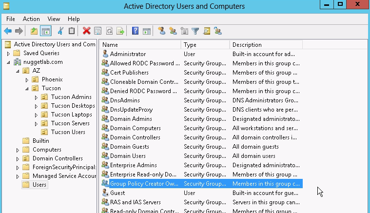 Windows 2012: Default GPO permissions