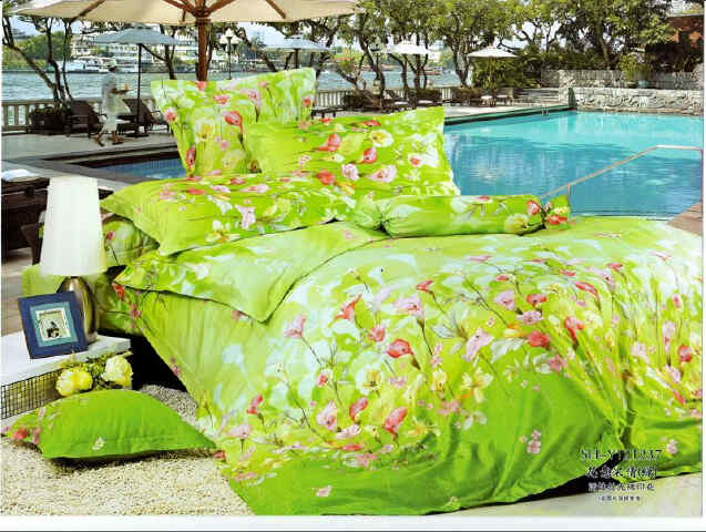 Sprei Motif Bunga Terompet Kecil Dasar Hijau - Sprei lovina│Grosir ...