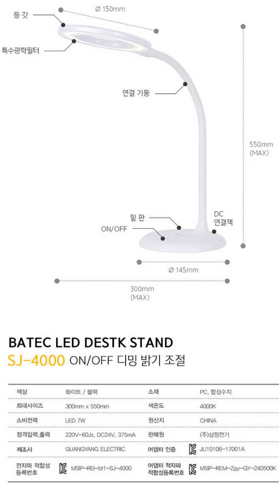 餘裕堂全書(여유당전서) : Utilize Me, 2002: LED 스탠드 하나 관심간 것 메모: 바텍 SJ-4000