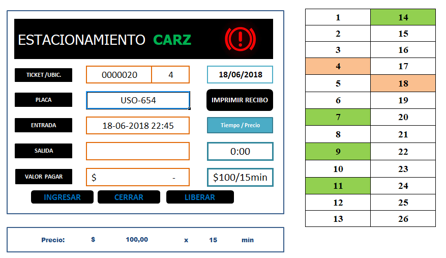 mini aplicaciones en Excel: Control de Estacionamiento en Excel ...