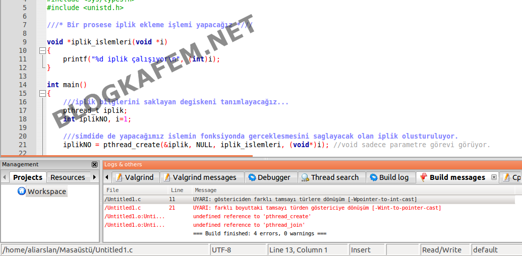 Codeblocks Undefined Reference Hatası Ve Çözümü Ubuntu Thread Yaratma Blogkafemnet
