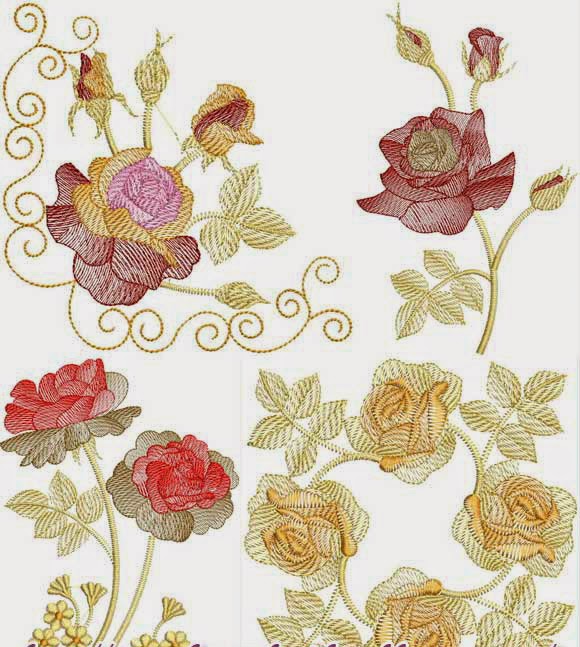 Dreams Free Embroidery: Linework Roses Free Embroidery