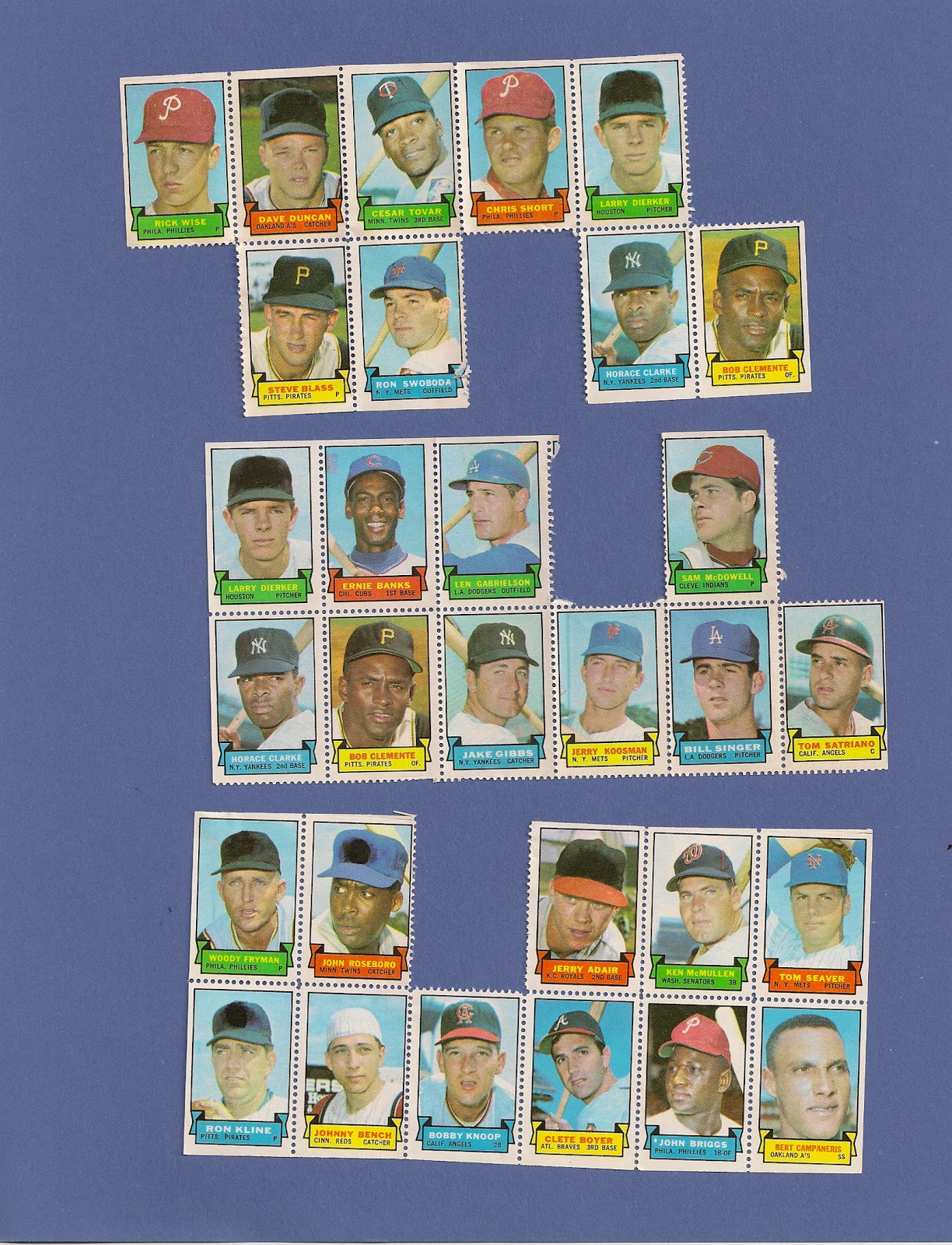 1969 topps baseball stamps