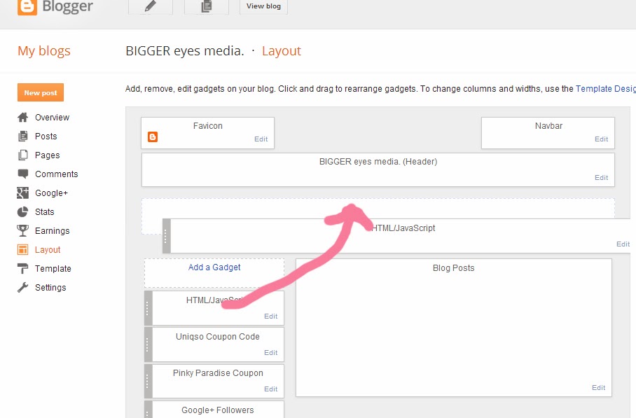 BIGGER eyes media.: How to add a drop down menu in blogger