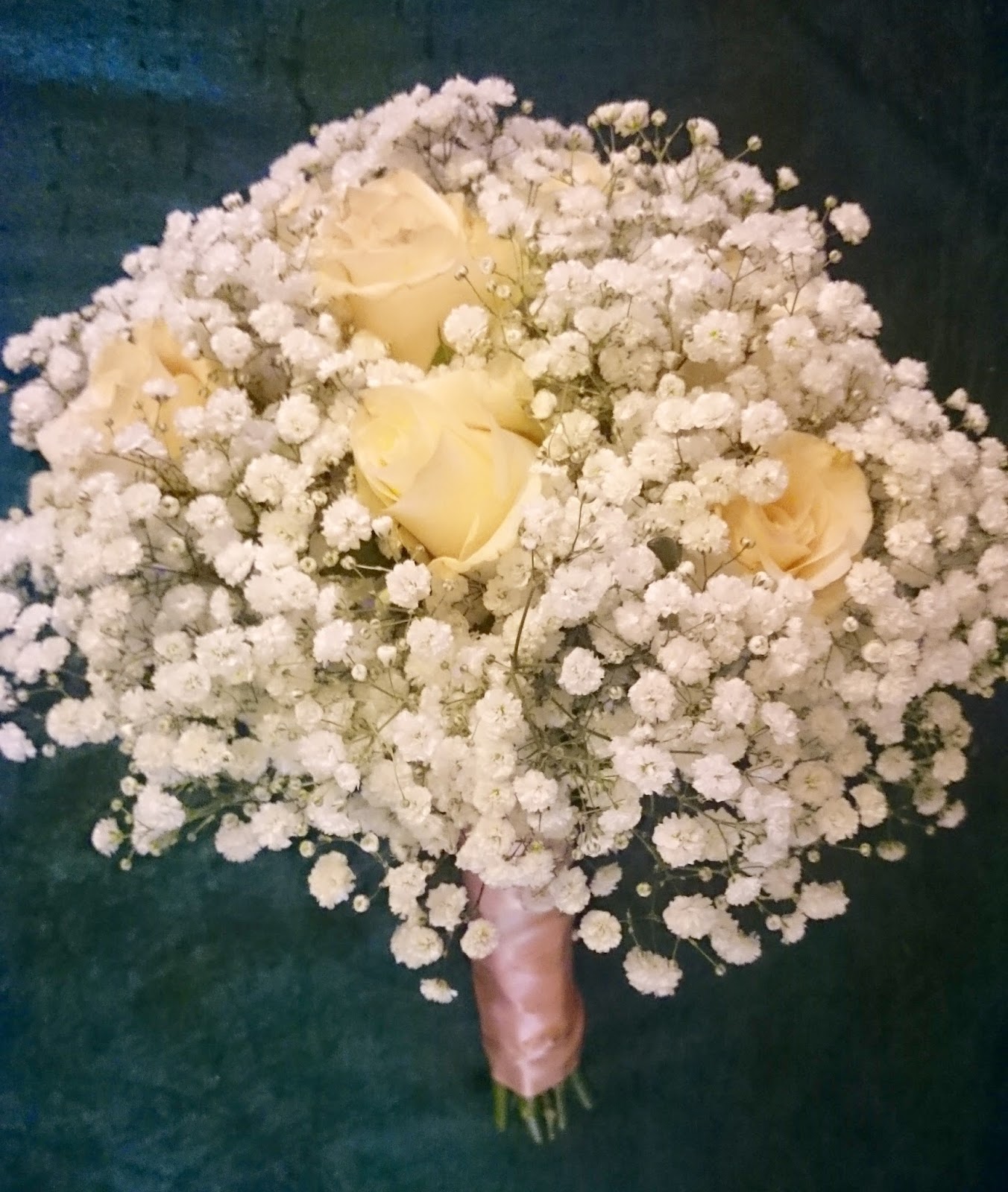 Peach roses and gyp wedding - WEDDING FLOWERS