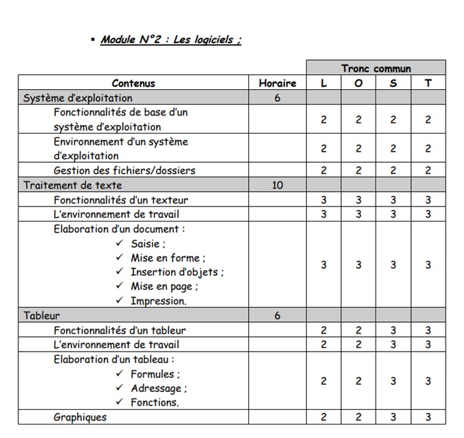 l'informatique au lycée : Programme et instructions officielles- informatique aux troncs communs