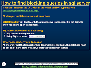 Sql server, .net and c# video tutorial: How to find blocking queries in ...