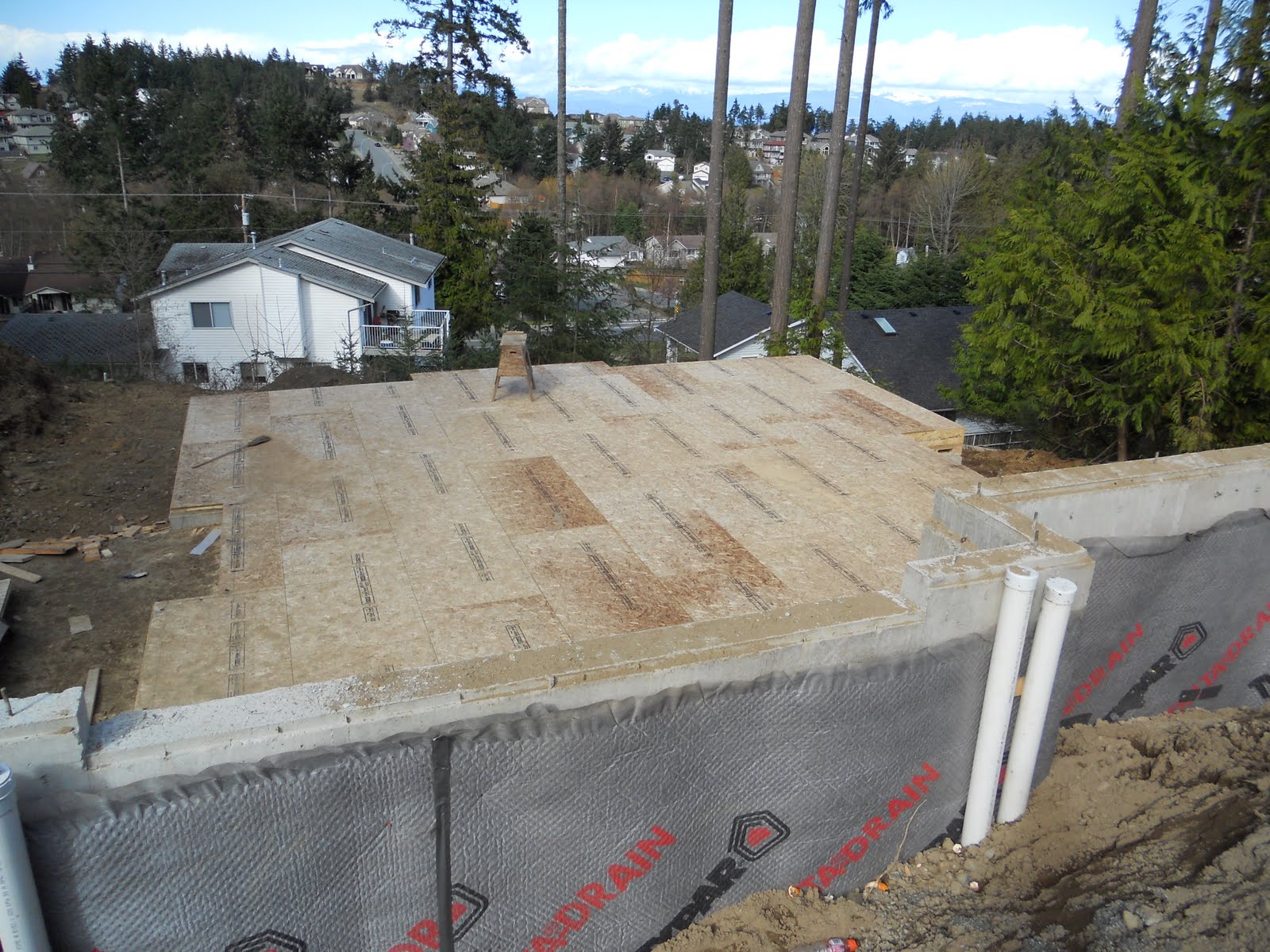 Butterfly House: March 31st - Framing crawl space & sheathing first floor