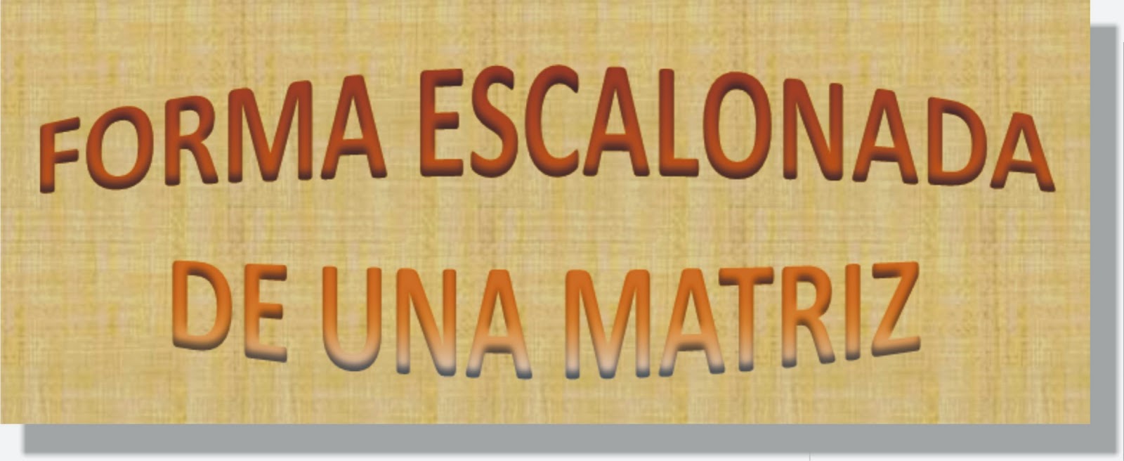 Algebra Lineal: Matriz Escalonada y Escalonada Reducida