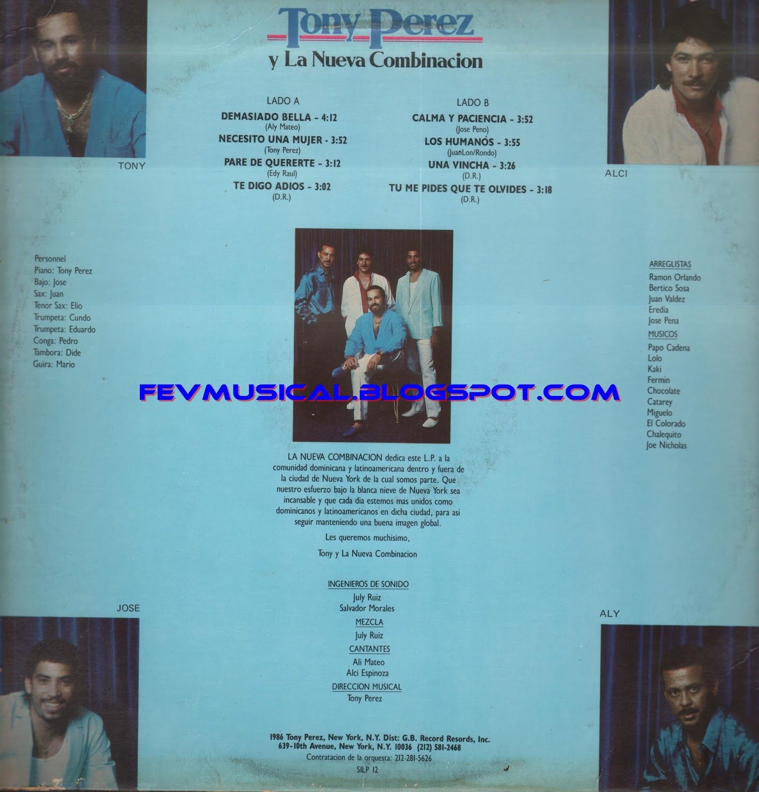 FEV MUSICAL: 1986 - Tony Perez & La Nueva Combinacion (Tony)