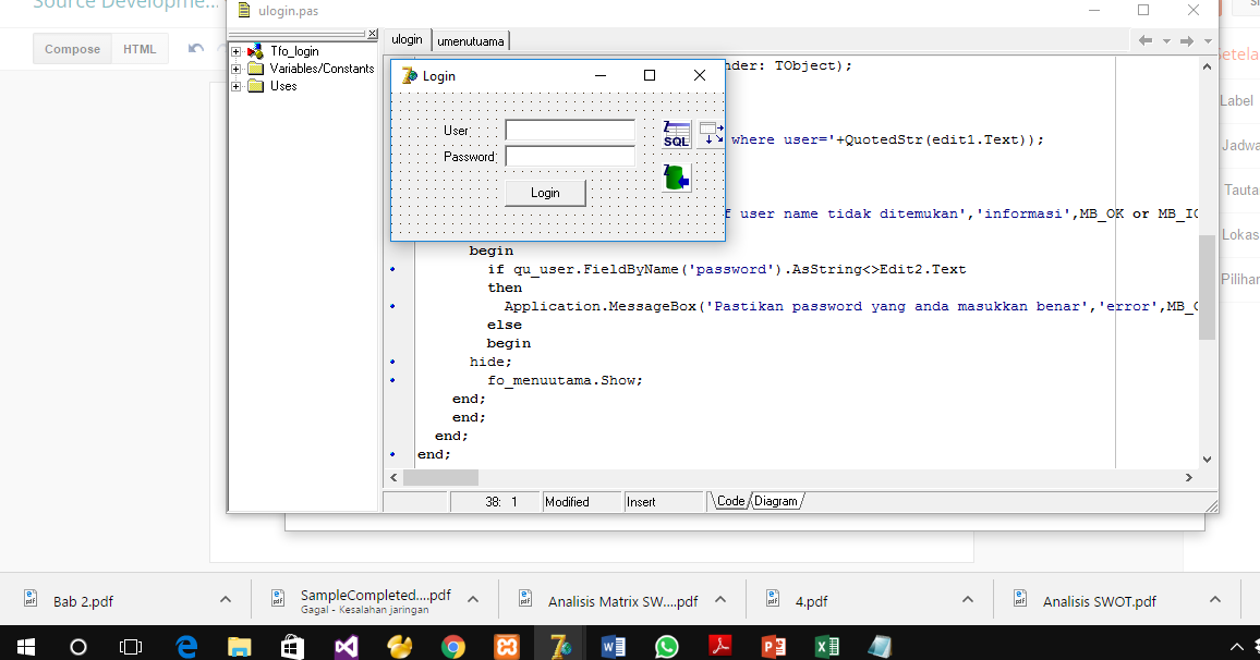 Membuat Form Login Di Delphi ~ Source Development