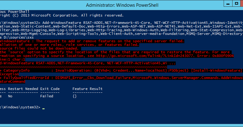 Unified Communication Techies: Error Add-WindowsFeatures: The request ...