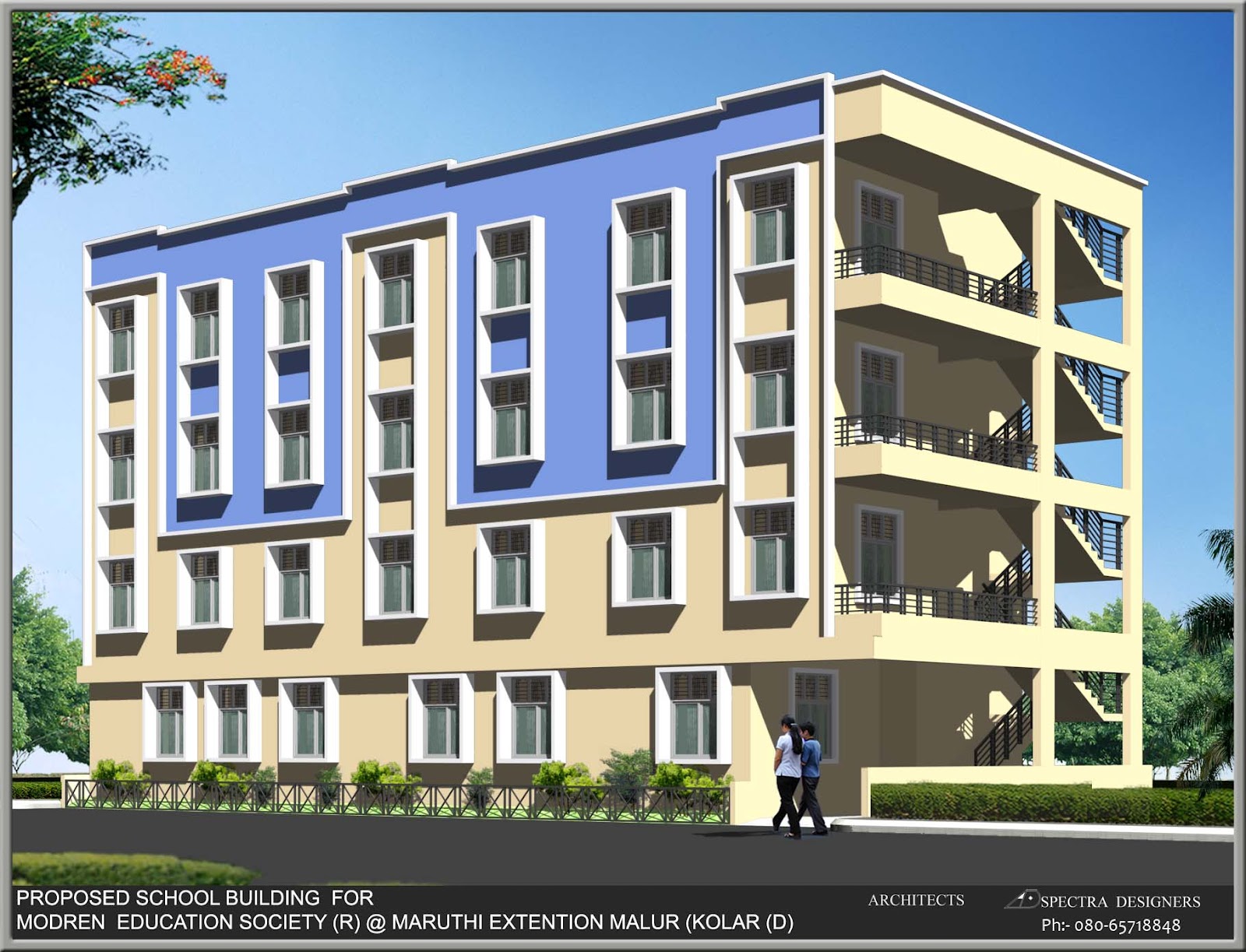 Modern School Building Elevations