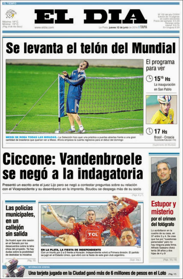 EL ASCENSO DE INDEPENDIENTE EN LA TAPA DE LOS DIARIOS