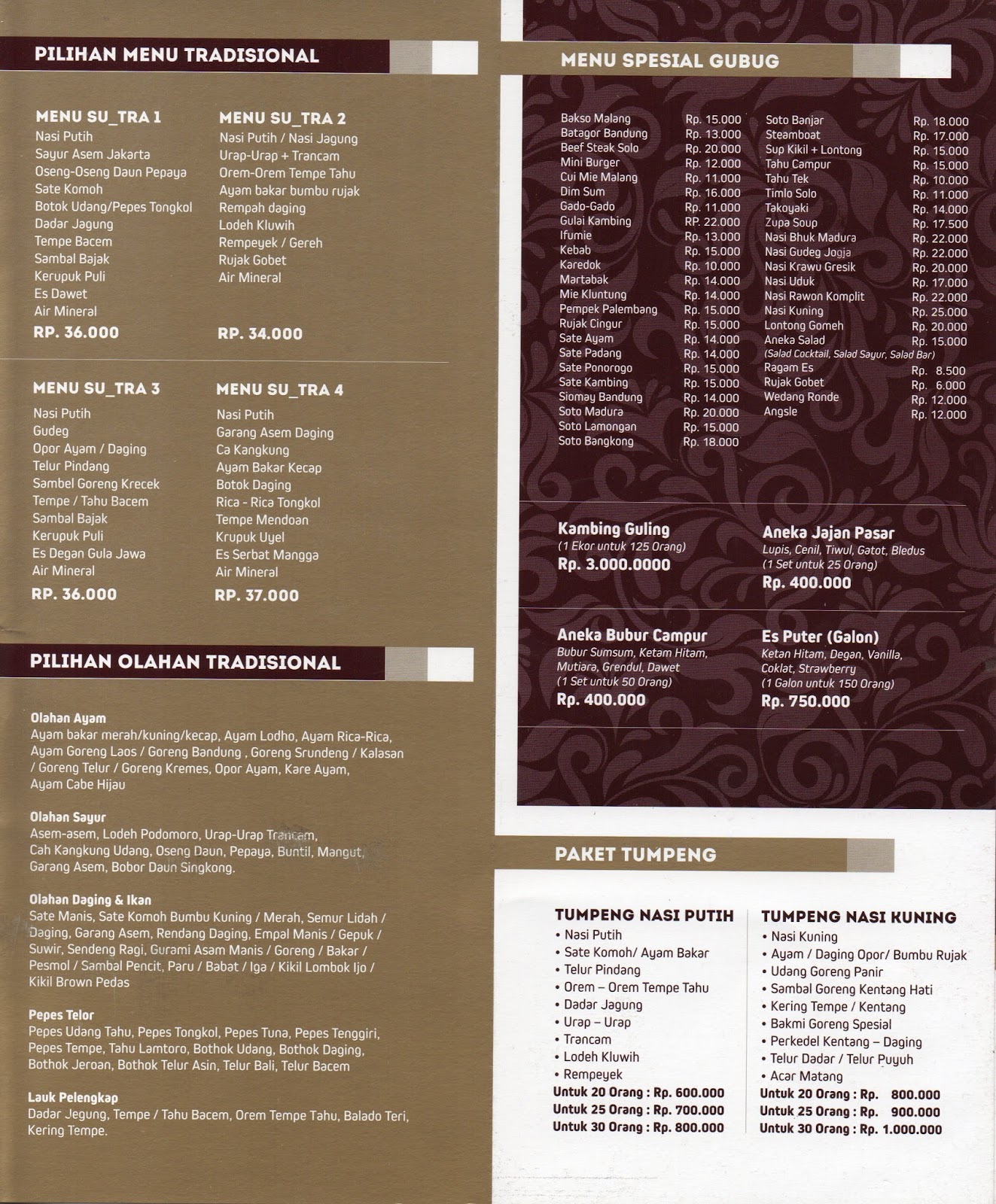 Price List Menu 2016 | Catering Enak - Halal