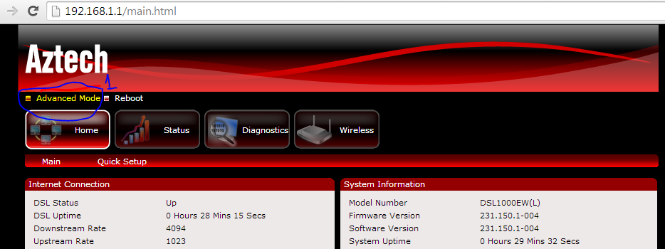 Home Gateway support: Aztech DSL605EW Firmware Upgrade