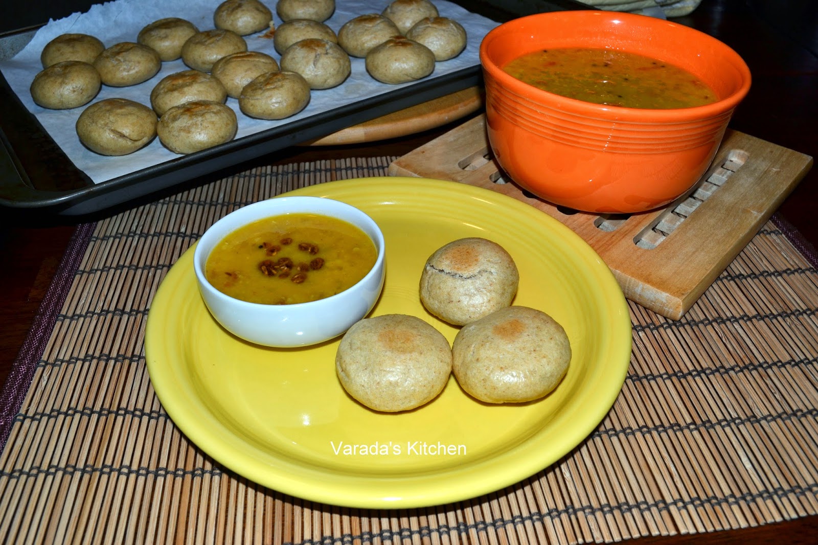 Dal Bati (Dal Baafla / Dal and Wheat dumpling)