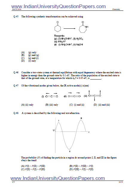 GATE-2016: CY Chemistry Question Paper PDF - University Question Papers