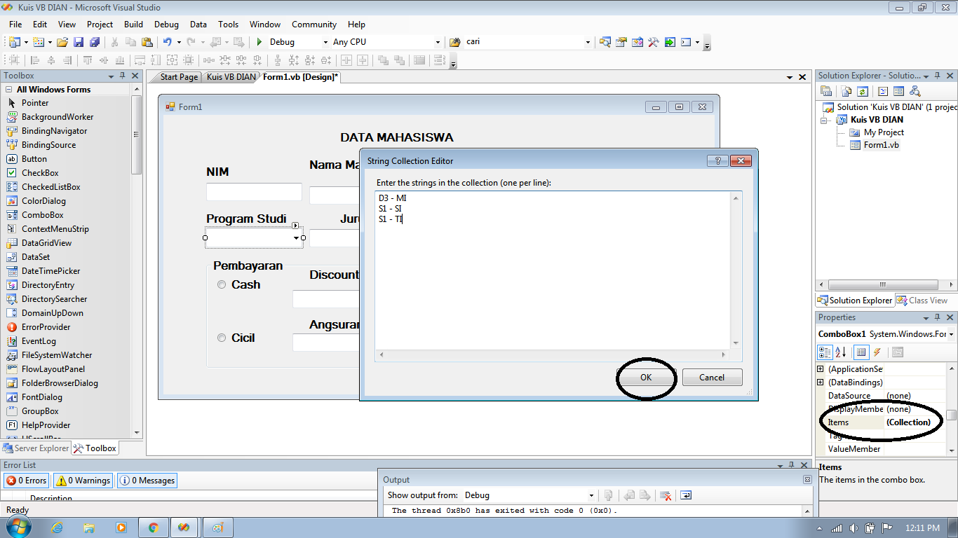 Membuat Menu Data Mahasiswa Menggunakan Visual Basic ~ Dian Anggraini