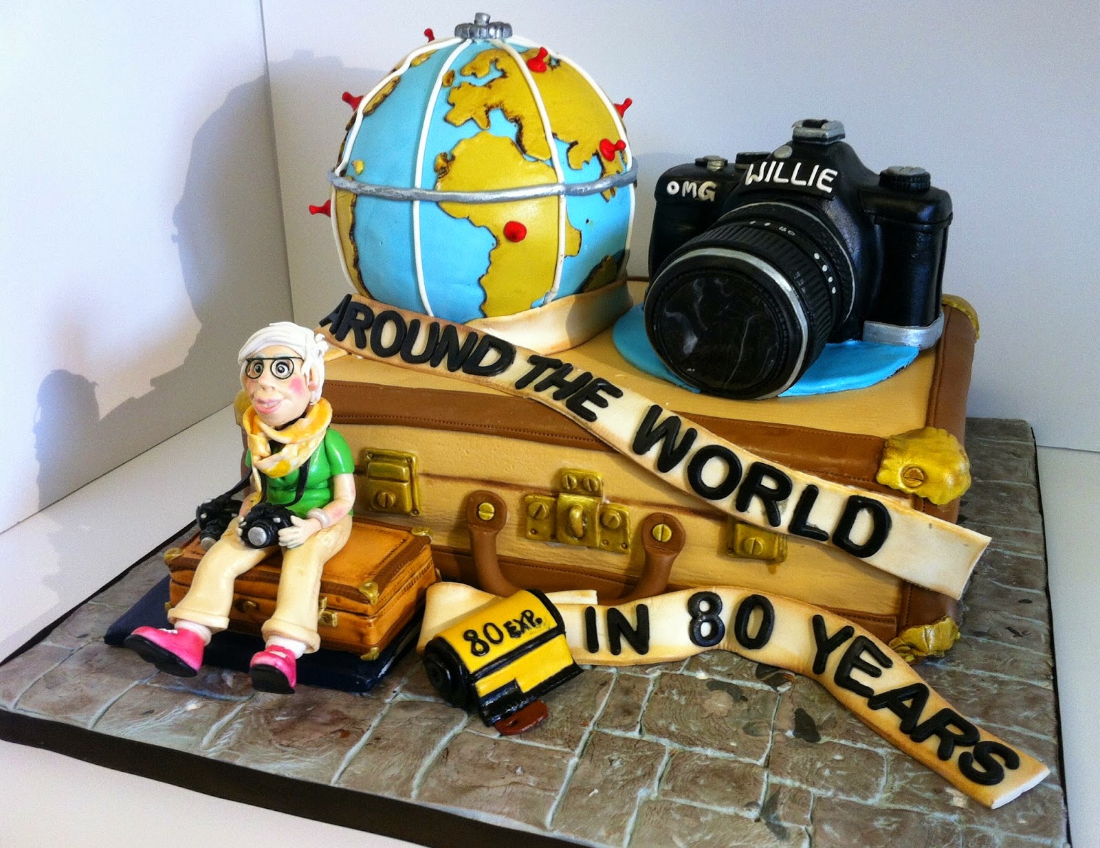 Hogan's Sweet Art: Travel Cake (vintage suitcase, camera and globe)