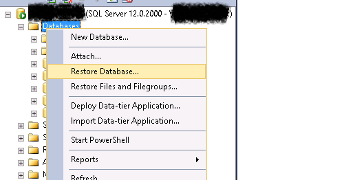 DBA CENTRALS: Restoration of SQL server Database Backup using GUI