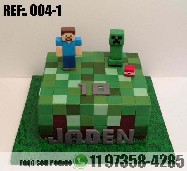 Bolo Minecraft menino e TNT - Bolo Minecraft