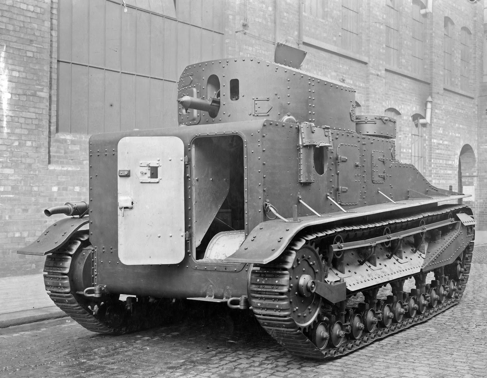 Interwar Tank Development: Vickers Medium at works, no armament