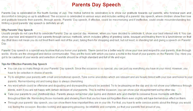 Emotional parents day speech for kids | Best Holiday Pictures