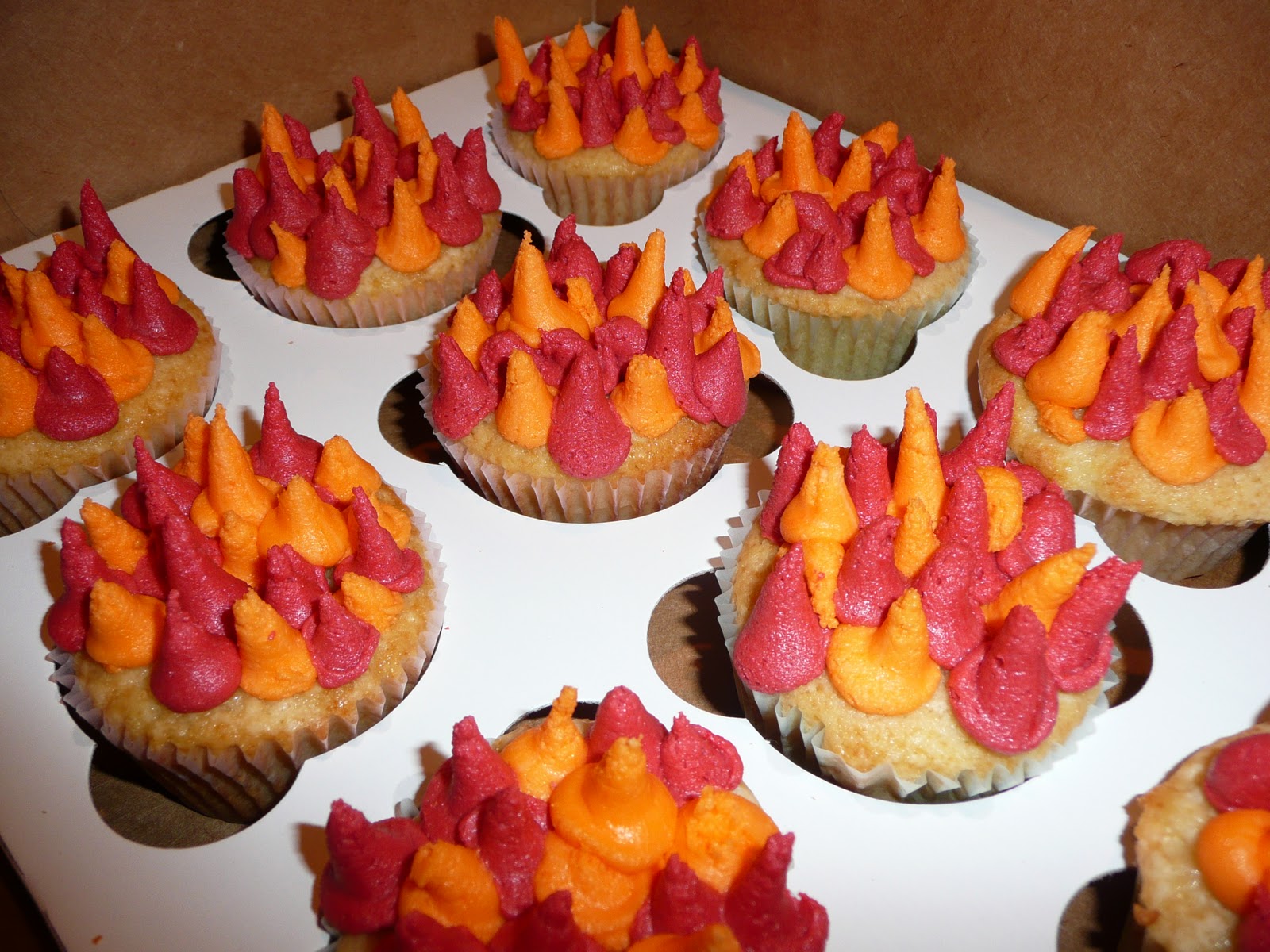 Desserts by Robin: Flames & Fire Truck Cupcakes