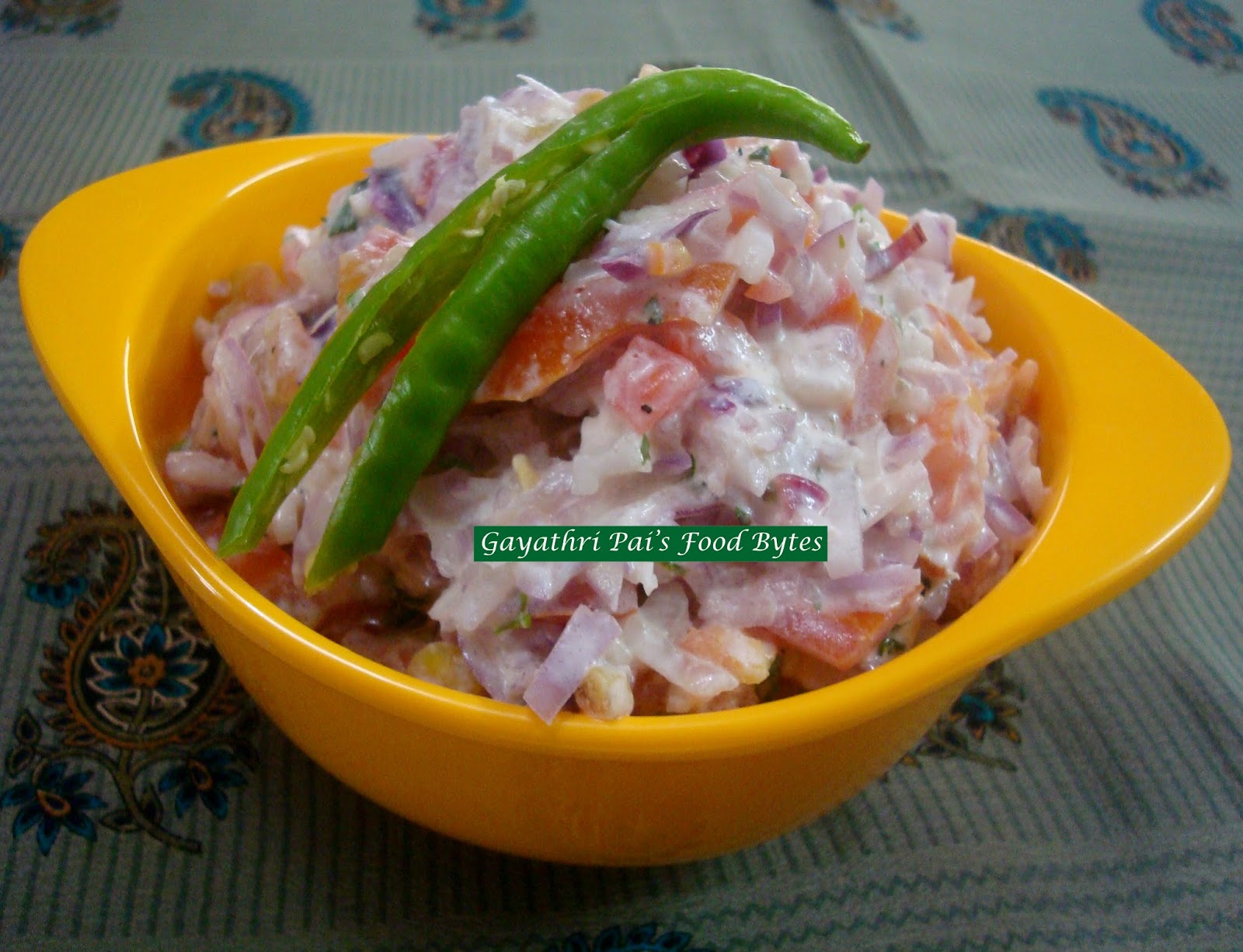 Gayathri Pai's Food Bytes: Onion + Tomato + Curd Salad.