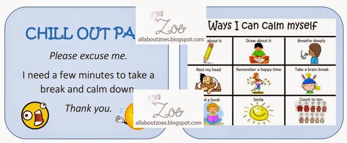 All About Zoe: Chill Out Pass and Ways I Can Calm Myself resource for ...