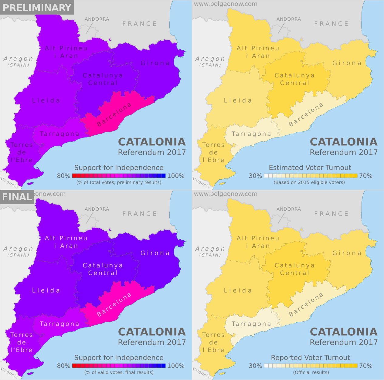 Updated! Catalonia Referendum Results Maps: How Did Each Region Vote ...