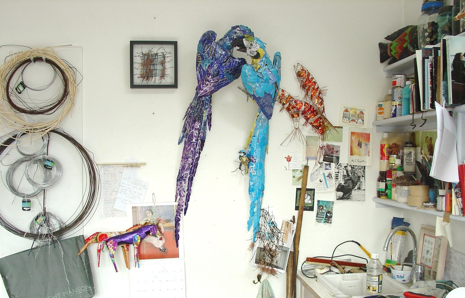 Kiwi's Angels: Barbara Franc parrot recycled art
