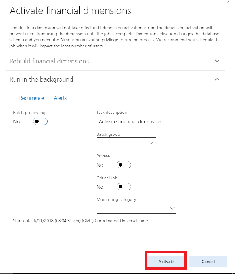 How To Link inventory site to a financial dimension in dynamics 365?