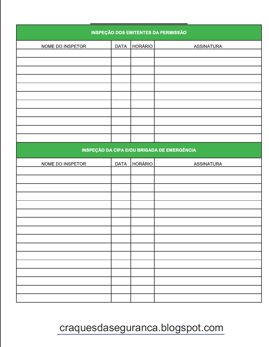 Blogguer de Segurança do trabalho: Modelo de PT (Permissão de Trabalho)