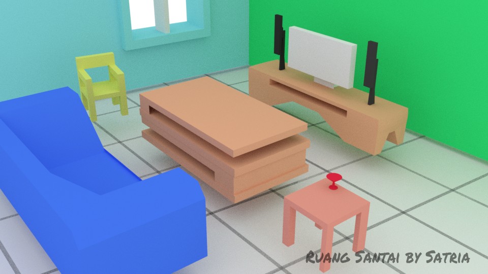 Objek 3D bertemakan Ruang Tamu(Interior) menggunakan Aplikasi Blender ...